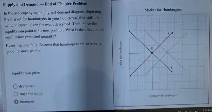 Solved Supply and Demand - End of Chapter Problem In the | Chegg.com