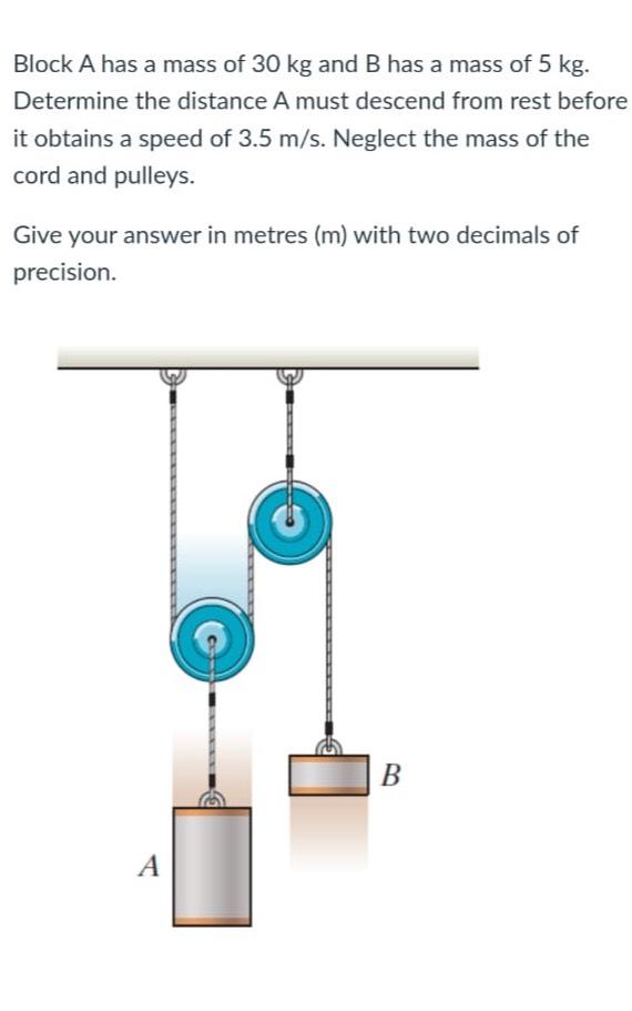 Solved Block A has a mass of 30kg ﻿and B ﻿has a mass of 5kg. | Chegg.com