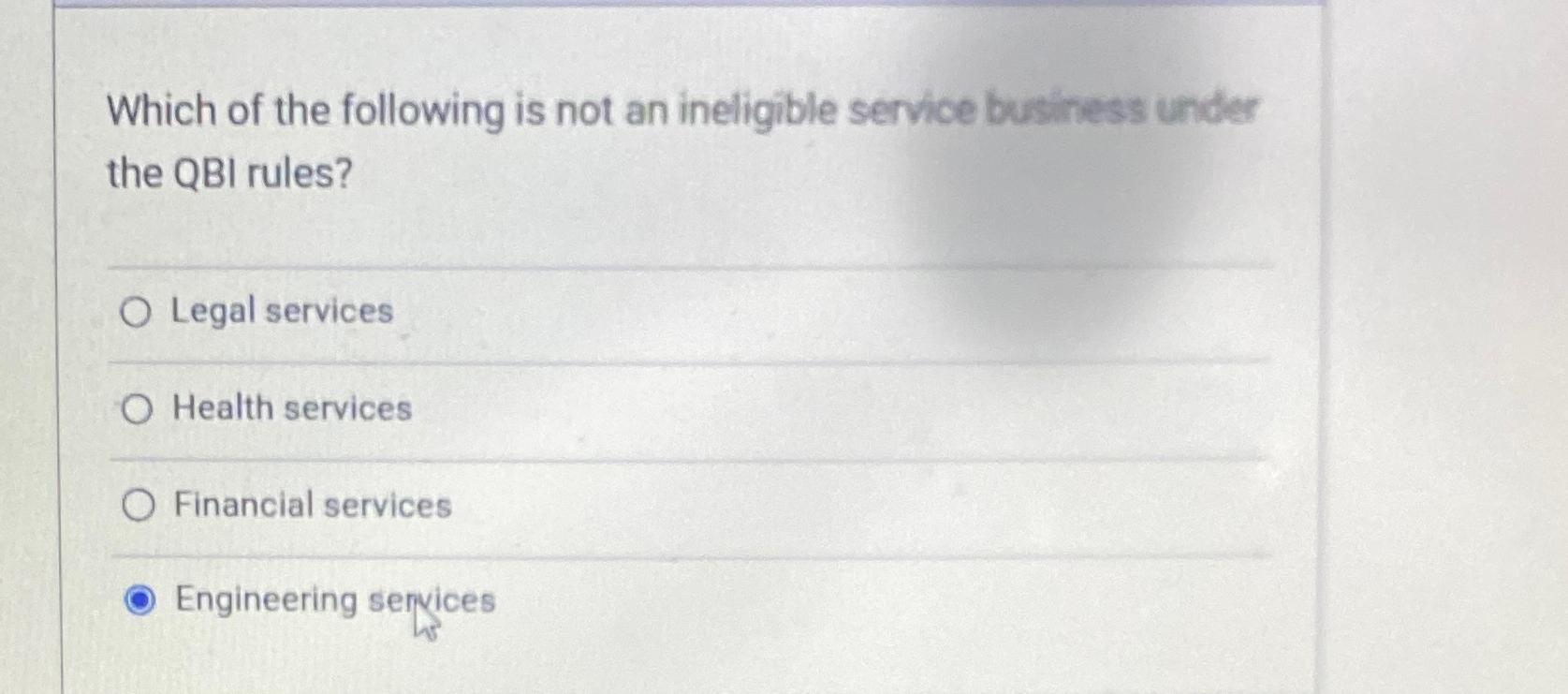 Solved Which Of The Following Is Not An Ineligible Service Chegg