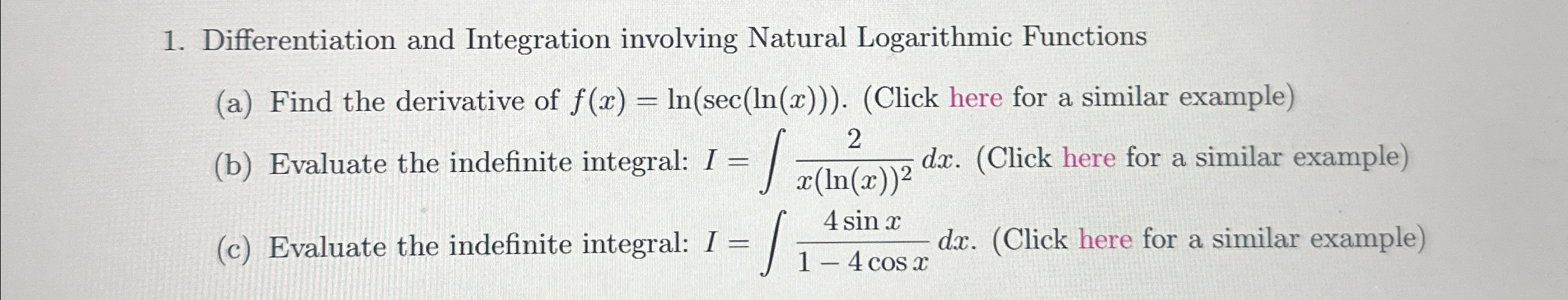 Solved Differentiation and Integration involving Natural | Chegg.com