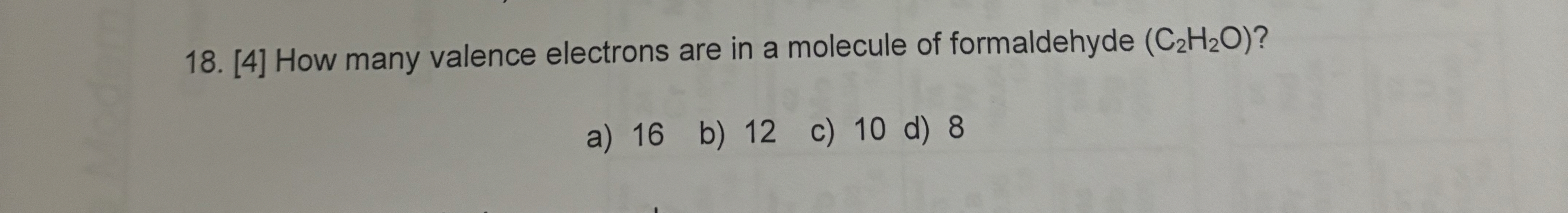 Solved [4] ﻿How many valence electrons are in a molecule of | Chegg.com