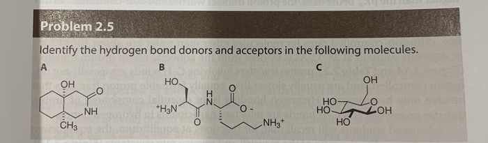Solved Problem 2.5 Identify the hydrogen bond donors and | Chegg.com