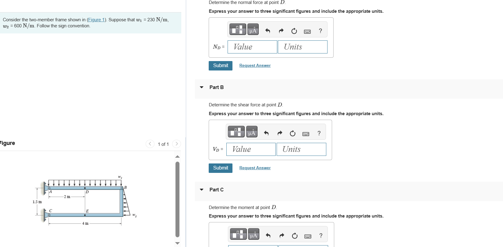 Determine the normal force at point D.Consider the | Chegg.com