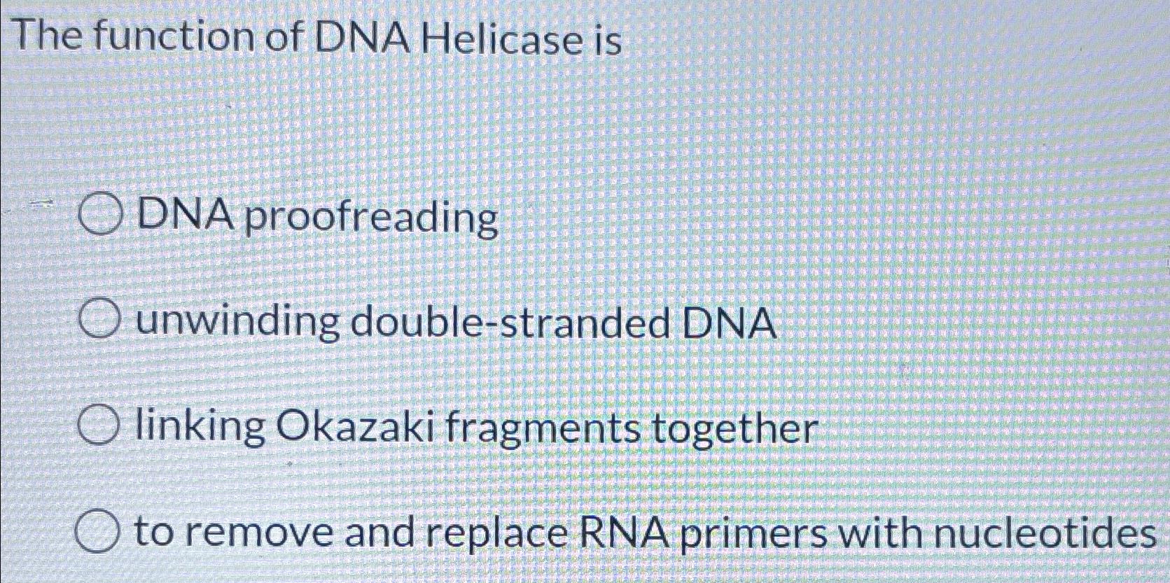 The function of DNA Helicase isDNA | Chegg.com