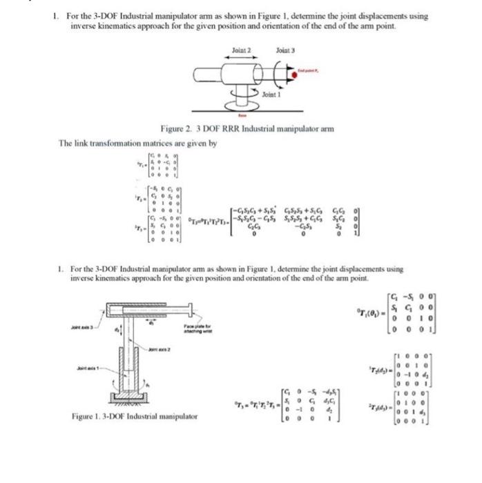 Solved 1. For the 3-DOF Industrial manipulator arm as shown | Chegg.com
