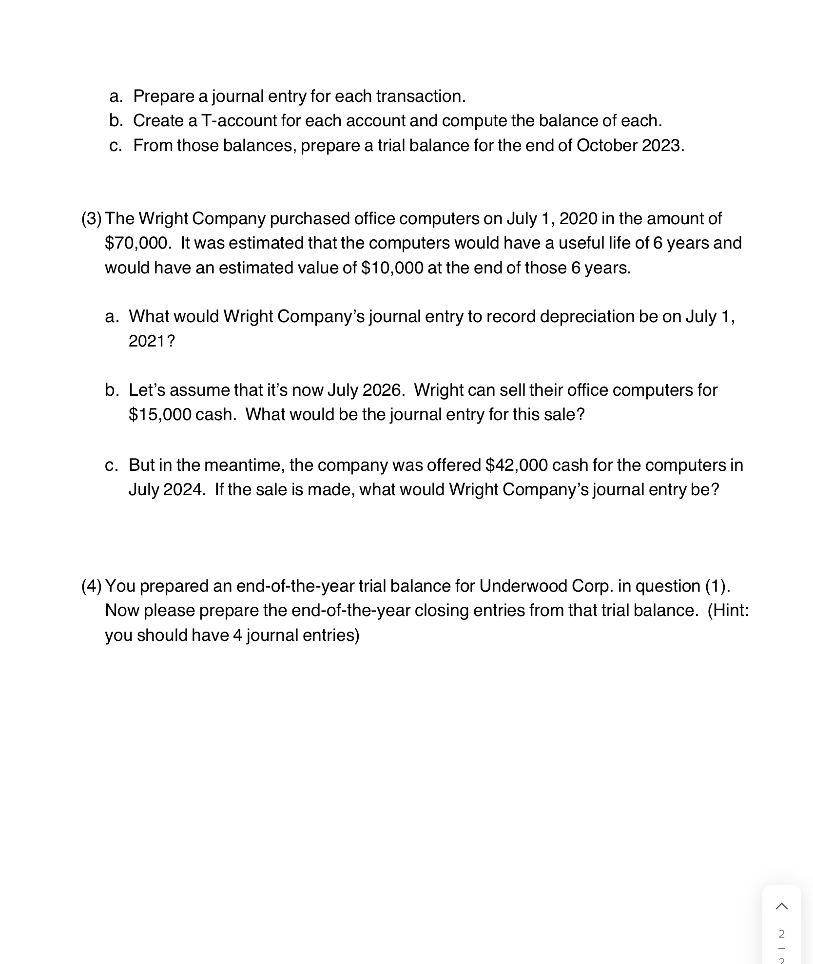 Solved a. ﻿Prepare a journal entry for each transaction.b. | Chegg.com