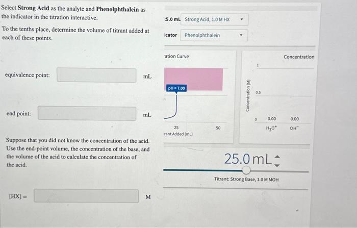 Solved Select Strong Acid as the analyte and Phenolphthalein | Chegg.com