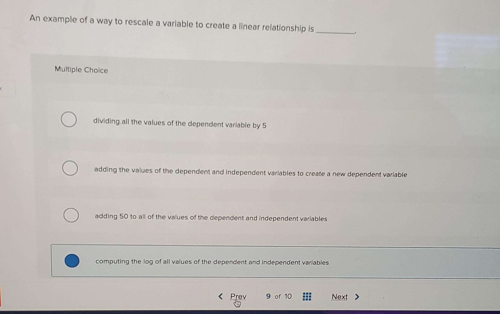 Solved An example of a way to rescale a variable to create a | Chegg.com