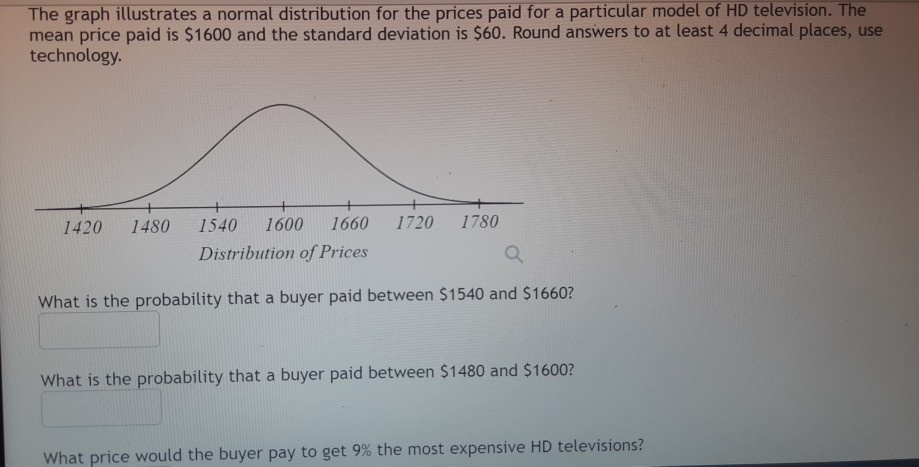 Solved The graph illustrates a normal distribution for the | Chegg.com