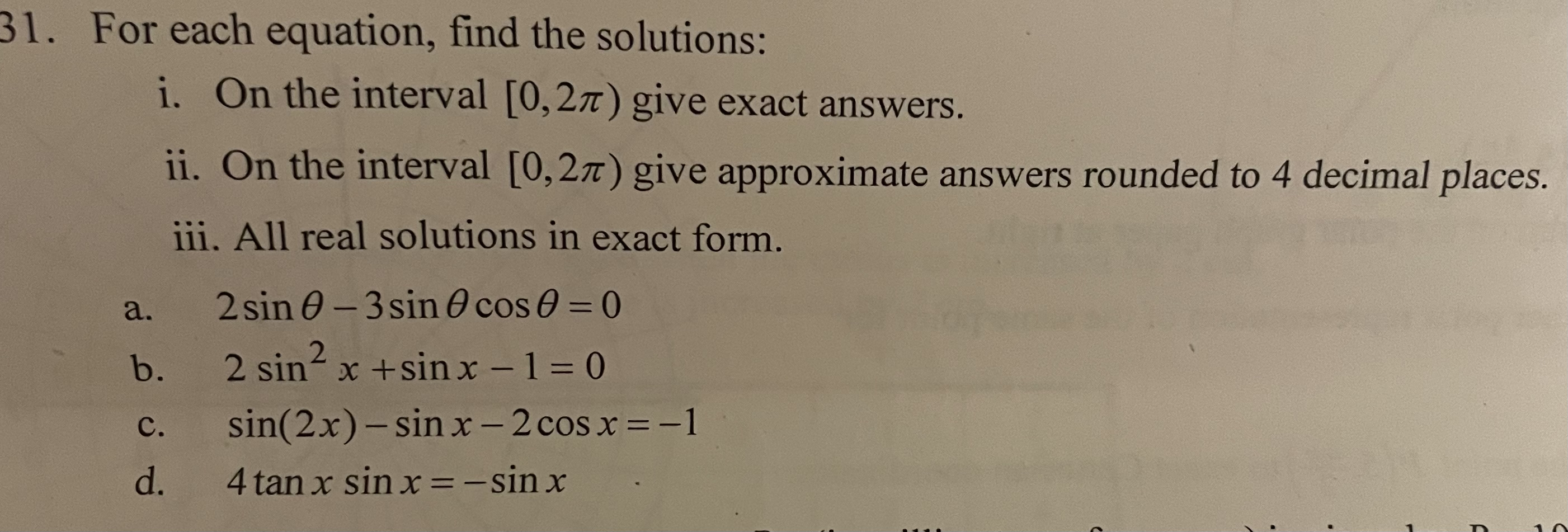 Solved For each equation, find the solutions:i. ﻿On the | Chegg.com
