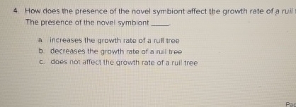 Solved How does the presence of the novel symbiont affect | Chegg.com