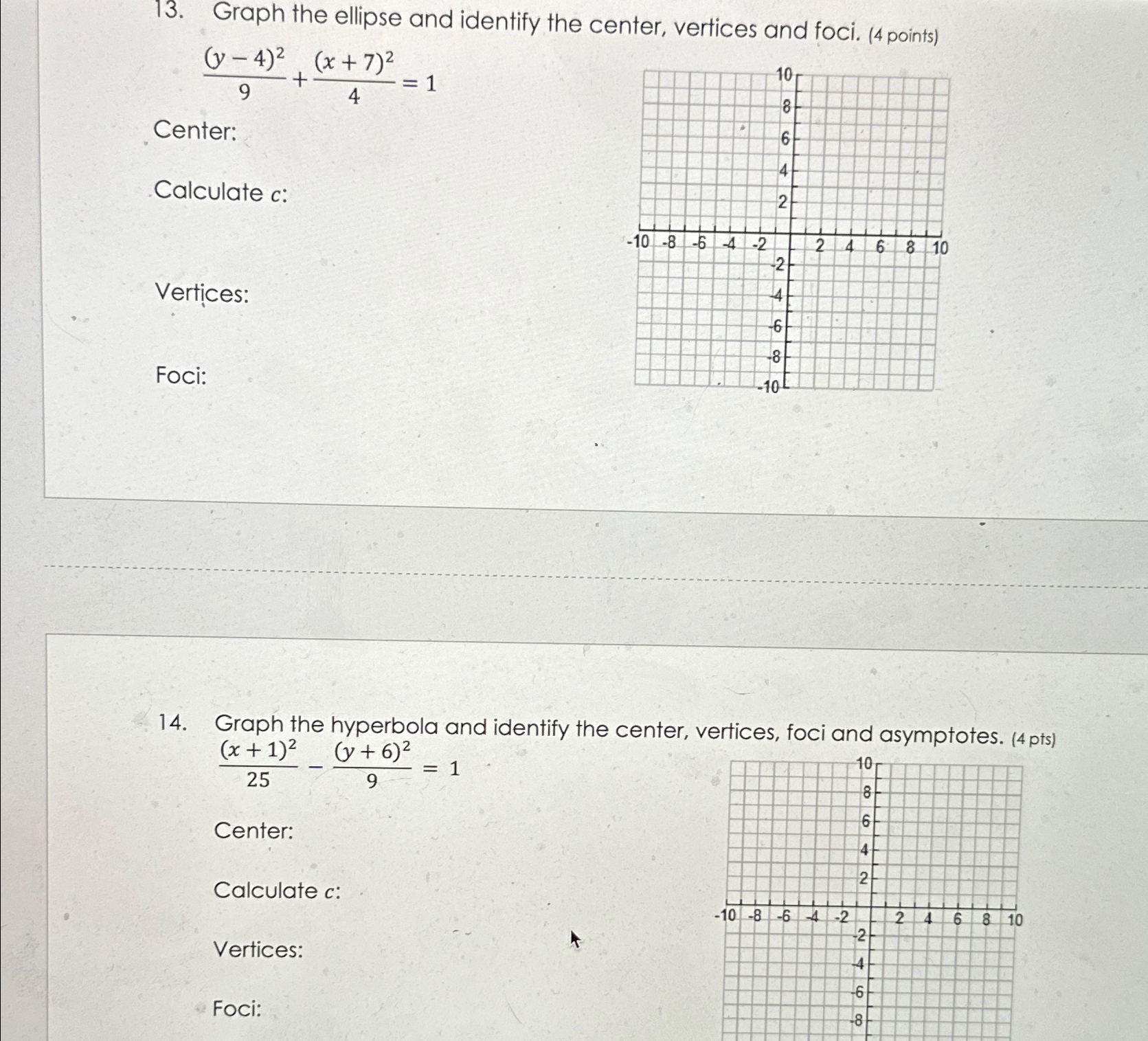 Solved Graph the ellipse and identify the center, vertices | Chegg.com