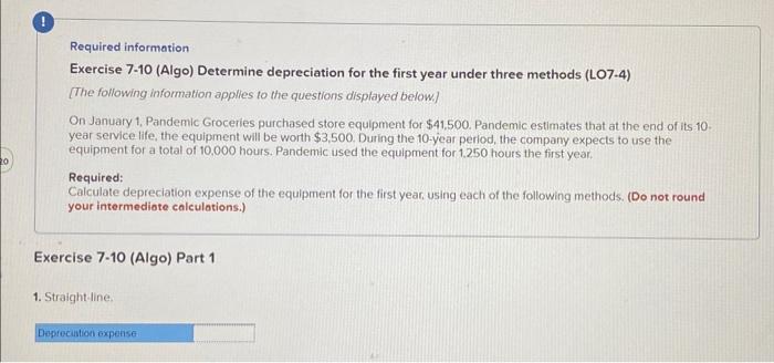 Solved Required information Exercise 7-10 (Algo) Determine | Chegg.com