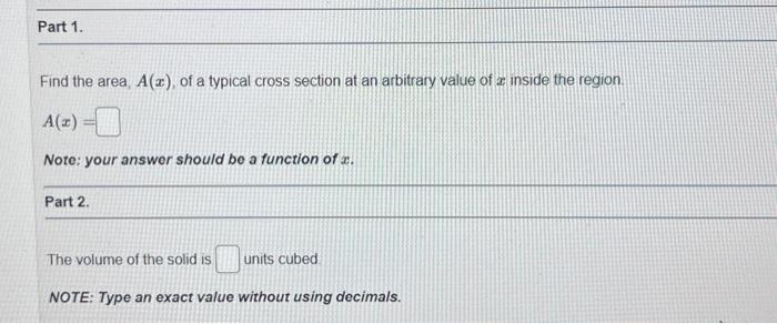 Solved Determine the volume of a solid by integrating a | Chegg.com