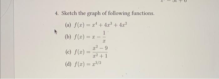 Solved 4. Sketch the graph of following functions. (a) | Chegg.com