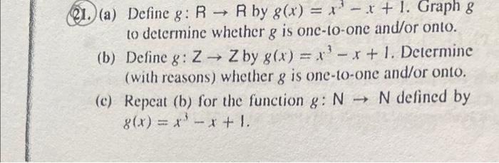 Solved (1.) Define g:R→ R by g(x)=x3−x+1. Graph g to | Chegg.com