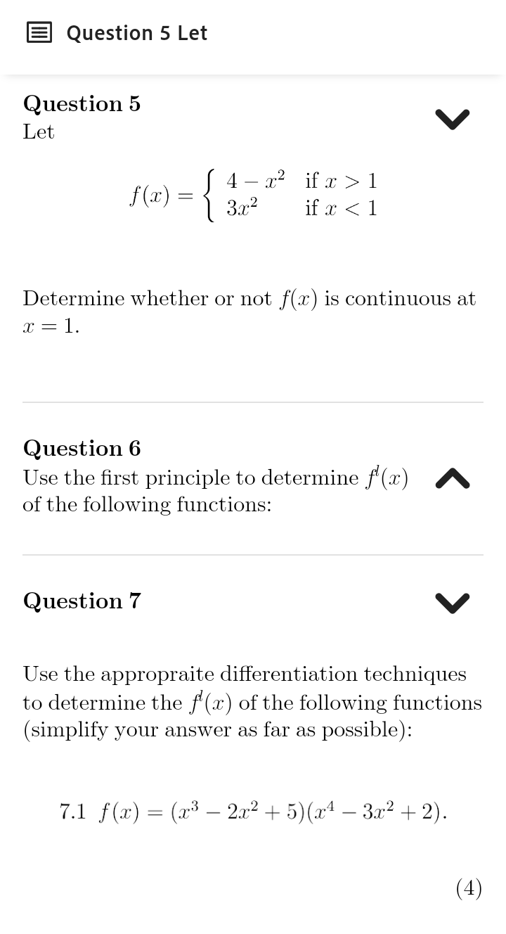 Solved Question 5 Let Question 5 Let f(x) = { Question | Chegg.com