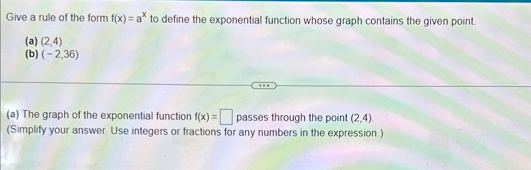 Solved Give a rule of the form f(x)=ax ﻿to define the | Chegg.com