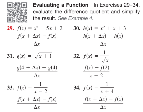 Solved In Exercises 29–34, ﻿evaluate the difference quotient | Chegg.com