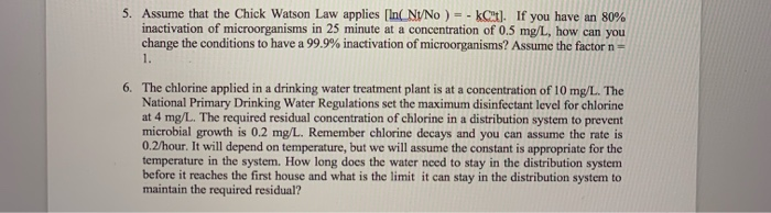 Solved 5. Assume that the Chick Watson Law applies (Inc | Chegg.com