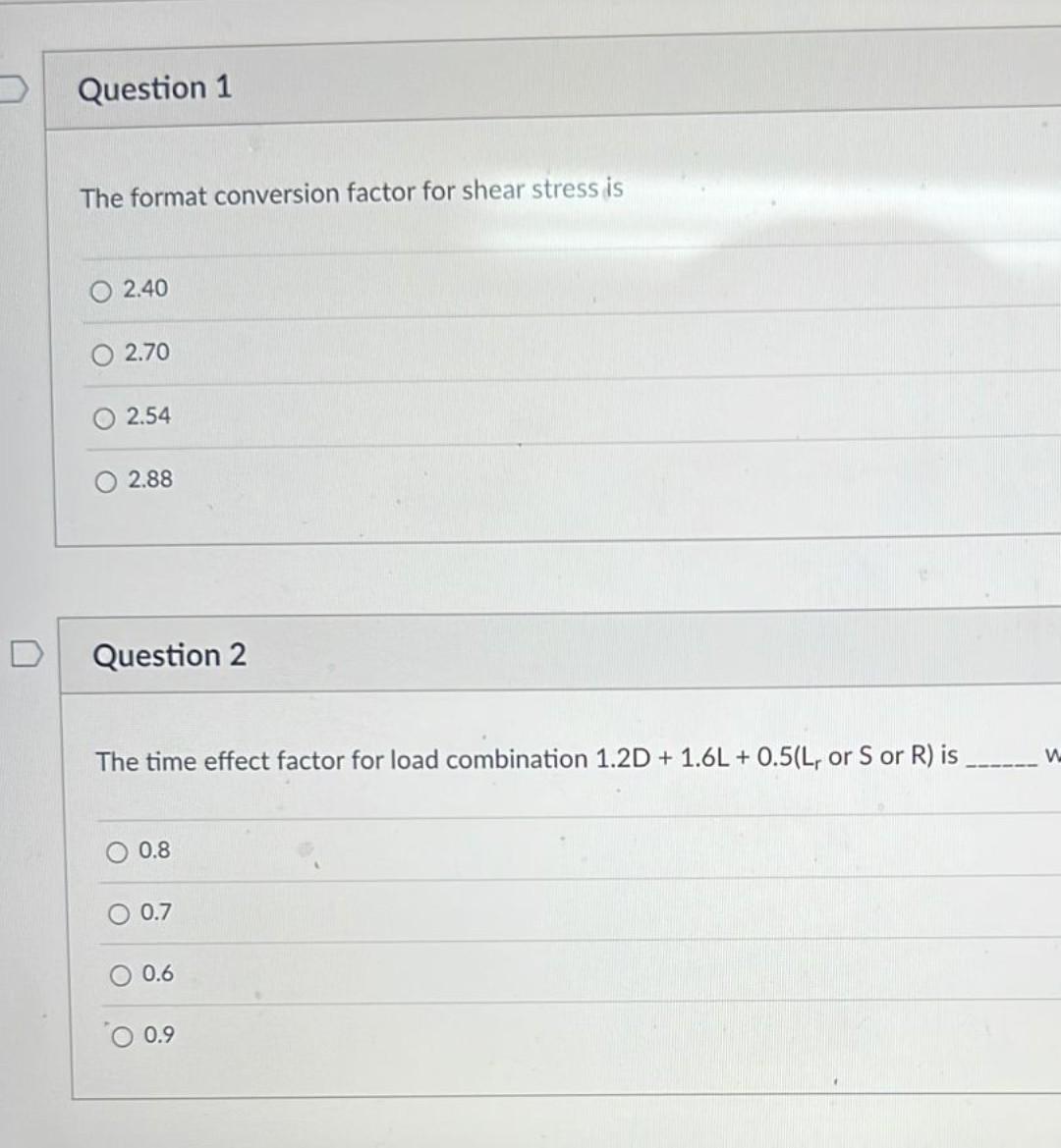 Solved The format conversion factor for shear stress is 2.40 | Chegg.com