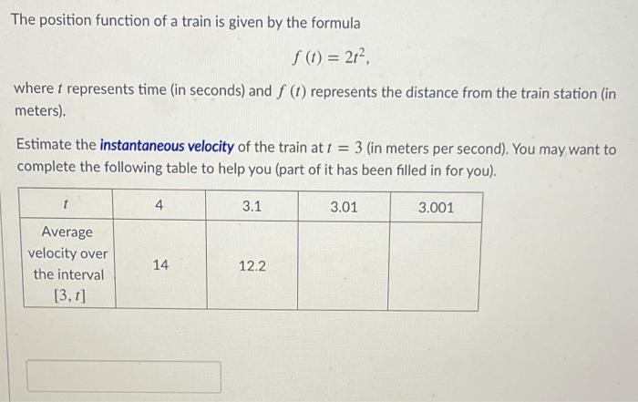 Solved The position function of a train is given by the | Chegg.com