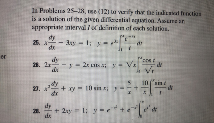 Solved In Problems 25-28, Use (12) To Verify That The 