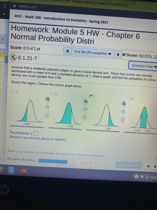 Solved Chapter 6 No Probability Distributions mathxl.com MVC | Chegg.com