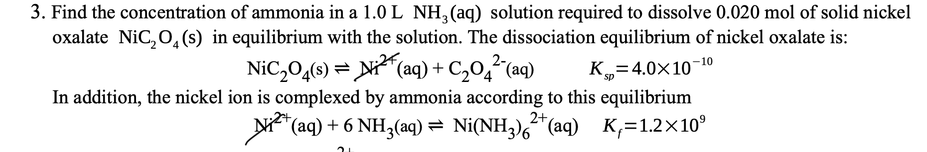 Solved Assume that the concentration of Ni2+(aq) ﻿in the | Chegg.com