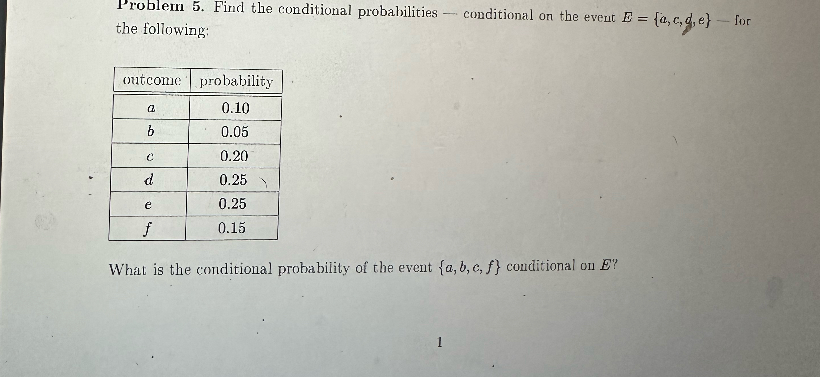 Problem 5. ﻿Find the conditional probabilities - | Chegg.com