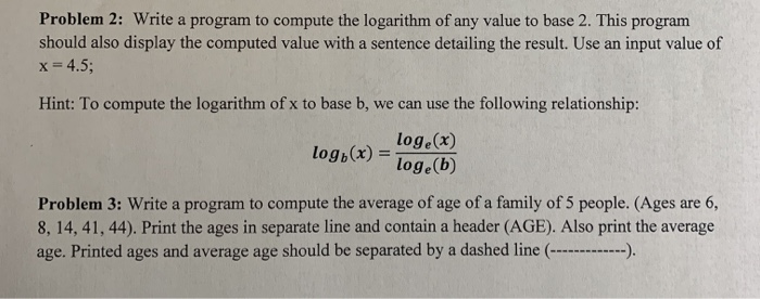 Solved Problem 2 Write A Program To Compute The Logarithm 2771