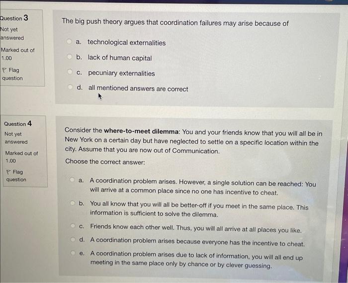 Solved The big push theory argues that coordination failures | Chegg.com