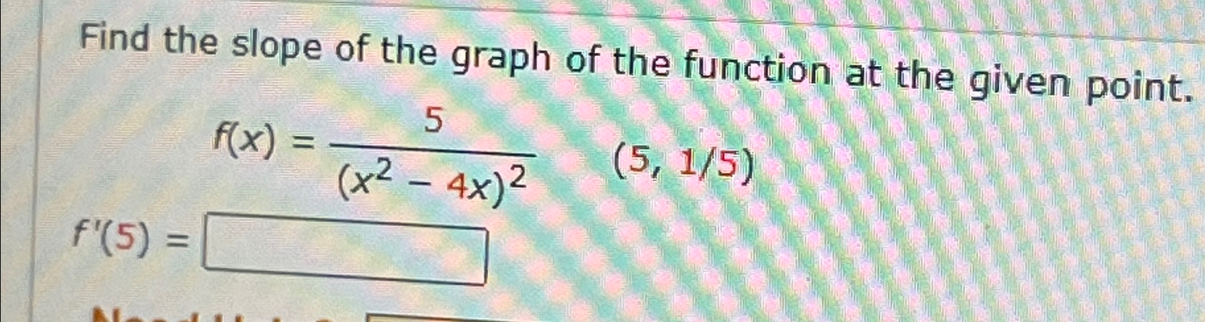 Solved Find the slope of the graph of the function at the | Chegg.com
