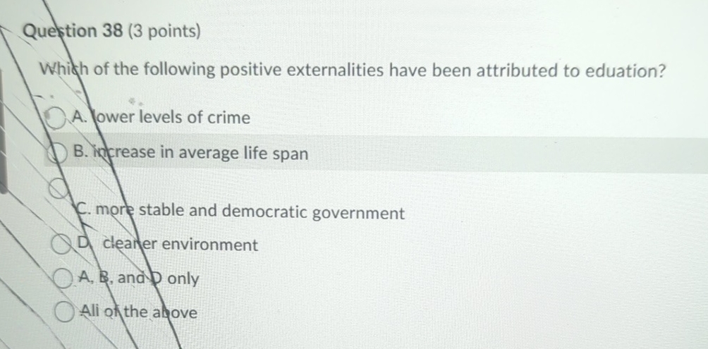 Solved Question 38 (3 ﻿points)Which of the following | Chegg.com