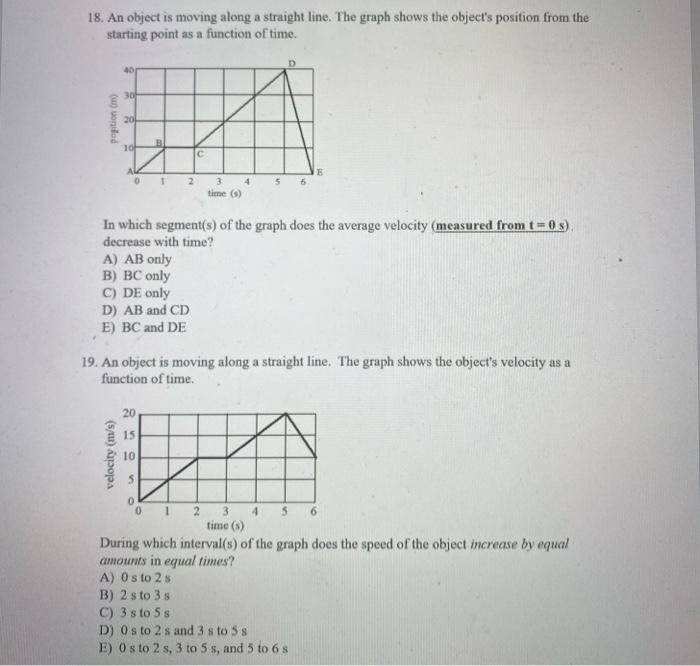 Solved 18 An Object Is Moving Along A Straight Line The