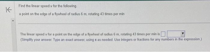 Solved Find the linear speed v for the following. a point on | Chegg.com