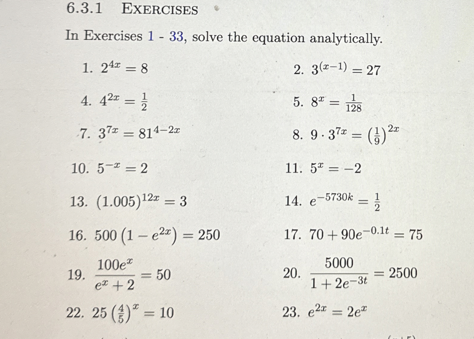 Solved 6.3.1 ﻿EXERCISESIn Exercises 1 - 33, ﻿solve the | Chegg.com