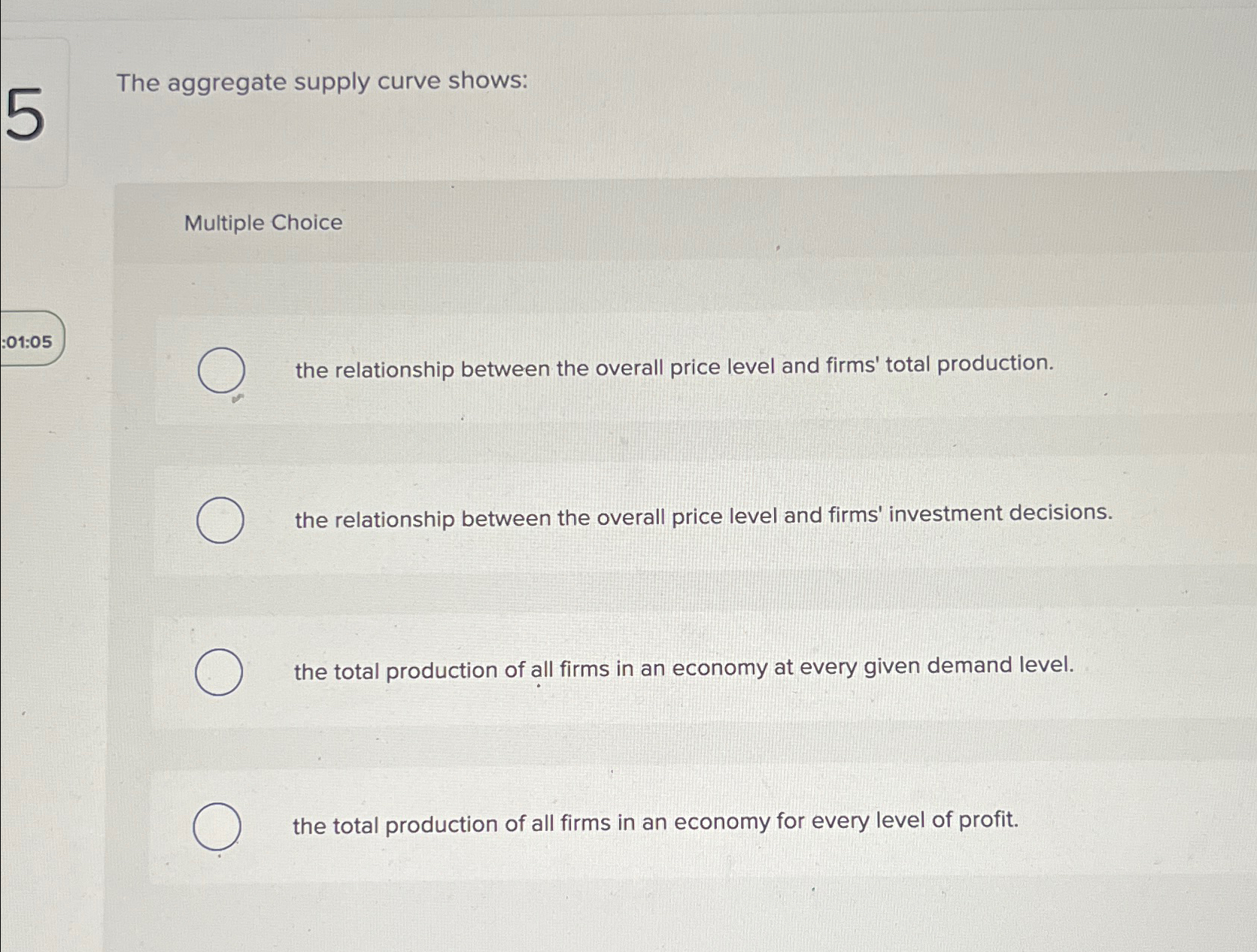 Solved The aggregate supply curve shows:Multiple | Chegg.com
