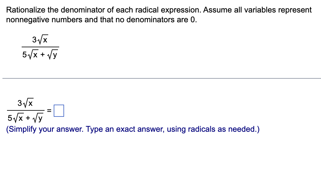 Solved Rationalize the denominator of each radical | Chegg.com