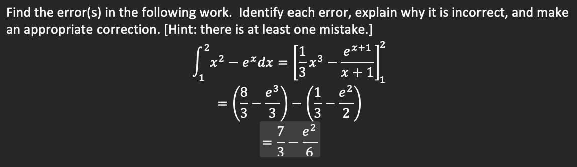 Solved Find the error(s) ﻿in the following work. Identify | Chegg.com