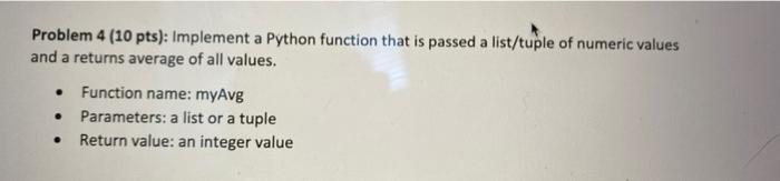 Solved Problem 4 (10 pts): Implement a Python function that | Chegg.com