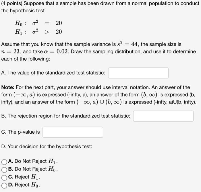 Solved (4 points) Suppose that a sample has been drawn from | Chegg.com