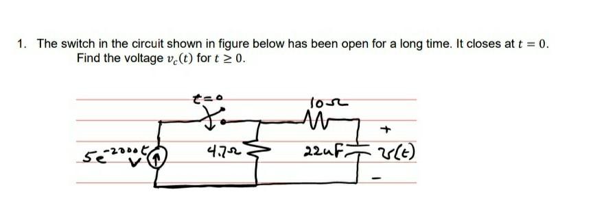 Solved 1. The switch in the circuit shown in figure below | Chegg.com
