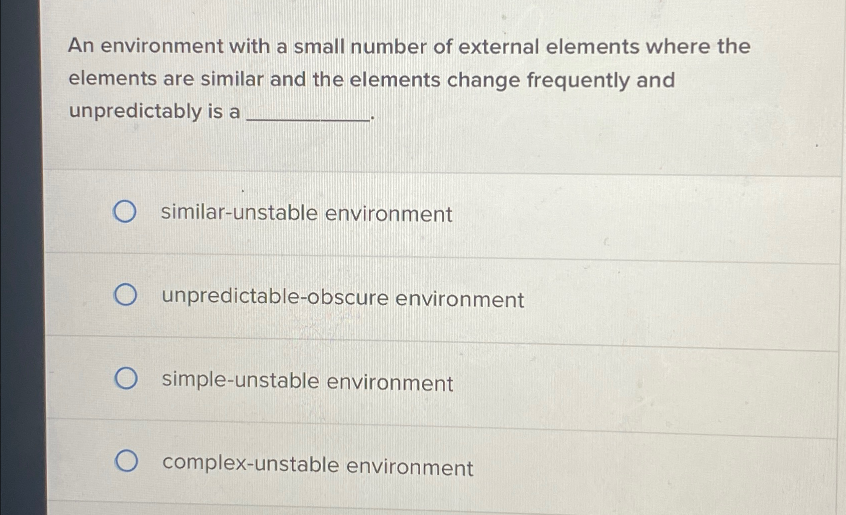 Solved An environment with a small number of external | Chegg.com