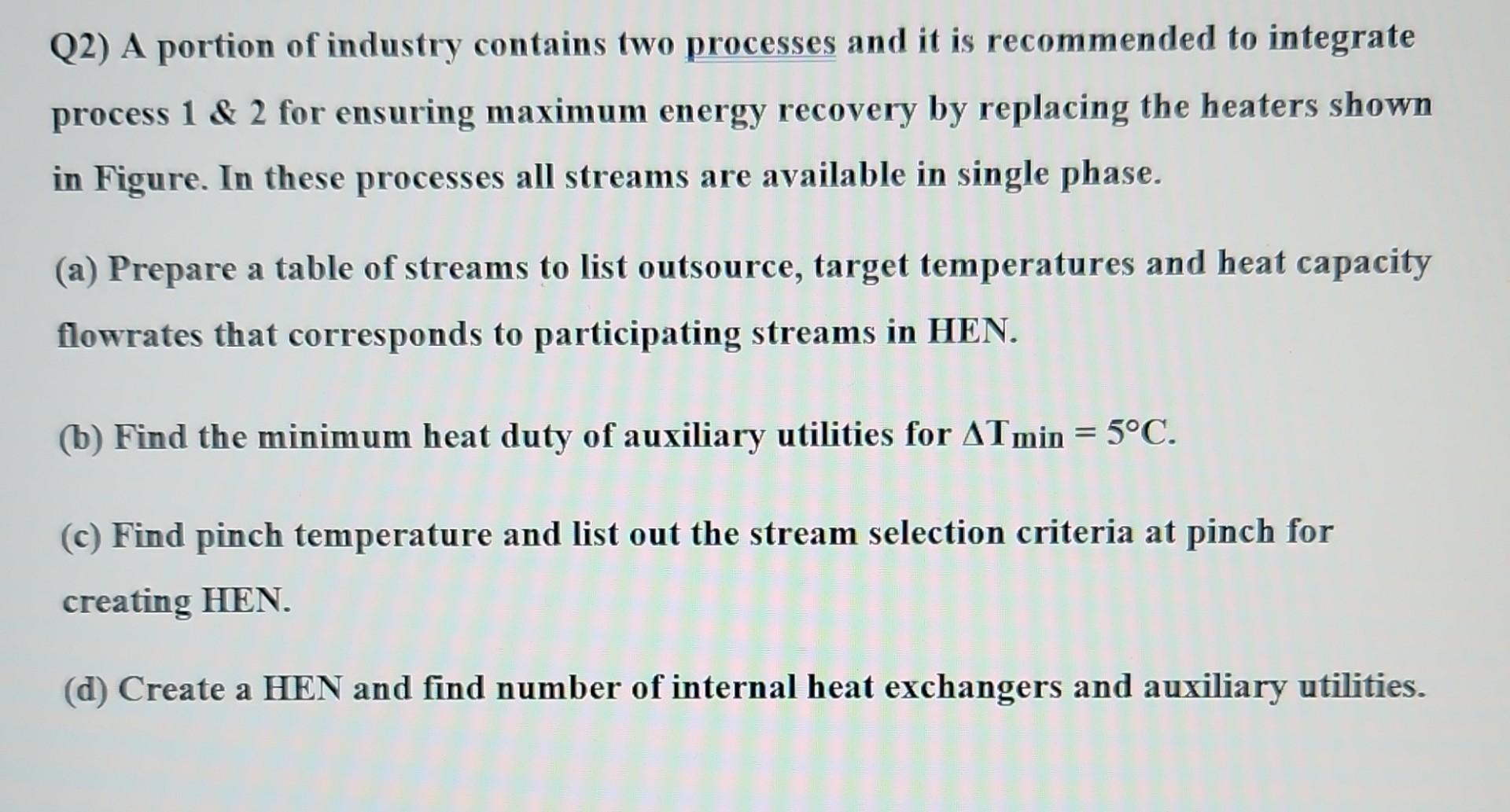 Q2) A portion of industry contains two processes and | Chegg.com