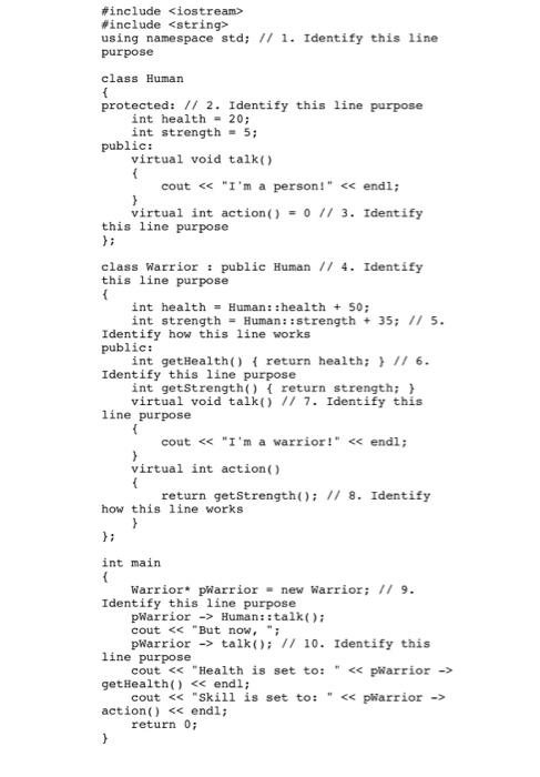 Solved the 10 selected lines of code in this program in | Chegg.com