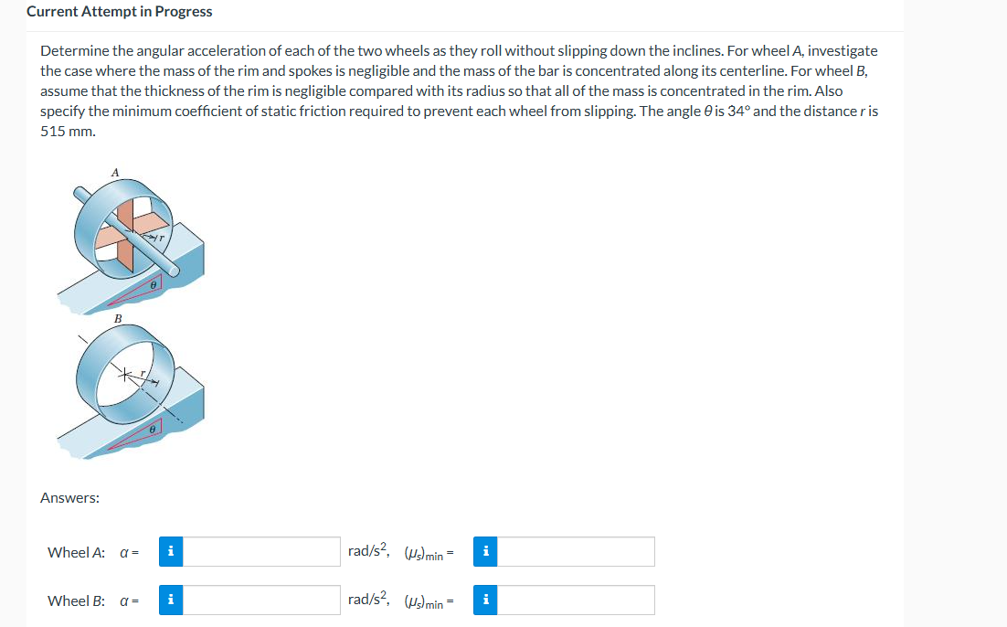 Solved Current Attempt in ﻿ProgressDetermine the angular | Chegg.com