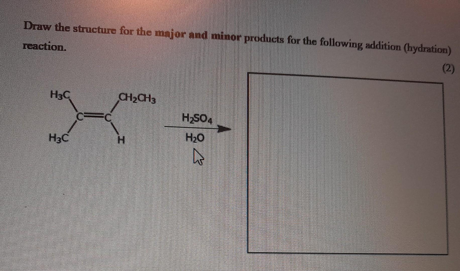 Solved Draw the structure for the major and minor products | Chegg.com