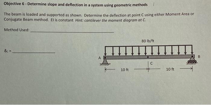Objective 6 - Determine slope and deflection in a | Chegg.com