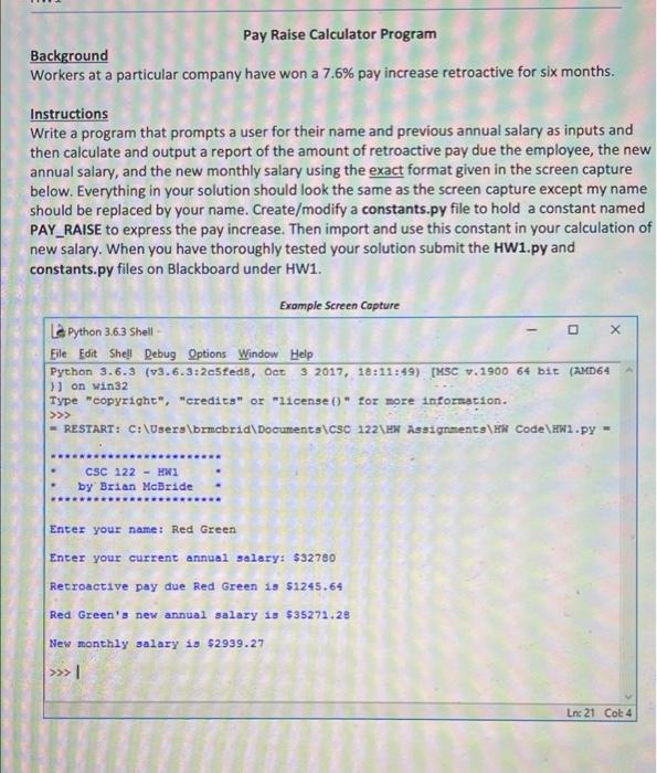 Solved Pay Raise Calculator Program Background Workers at a | Chegg.com